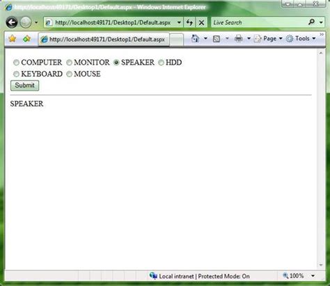 Radiobutton List Control In Aspnet