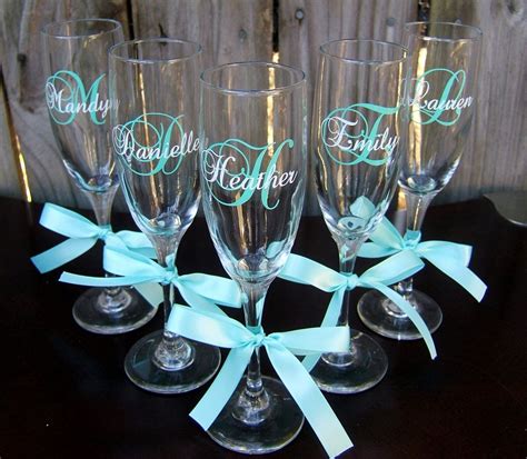 2 Monogrammed Wedding Glasses Bachelorettebridesmaid Champagne Flutes