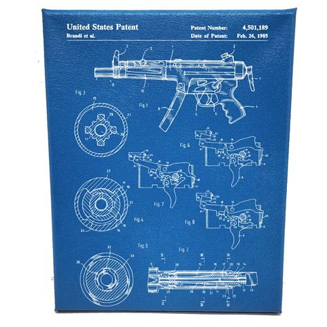 Painted Engraved Firearm Blueprint Canvas KM Tactical