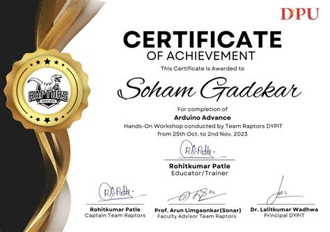 Soham Gadekar On Linkedin Certificate For Completion Of Arduino