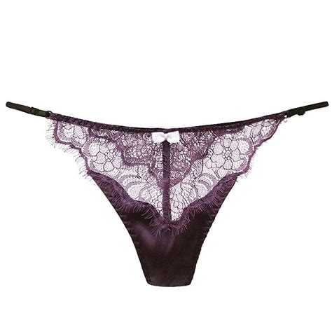 Lace And Mesh Silk Thong Panty Silk Underwear Satin Panties Bikini