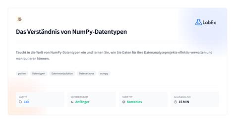 Meisterung Von Numpy Datentypen Für Leistungsstarke Datenanalyse Labex