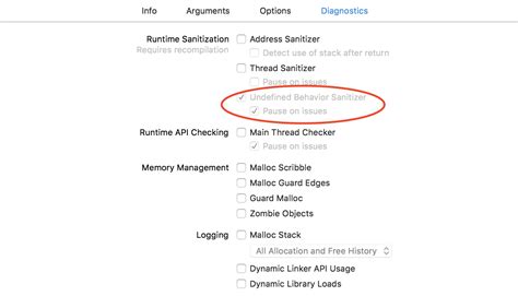 Ios How Do I Turn Off Xcode Undefined Behavior Sanitizer Stack Overflow