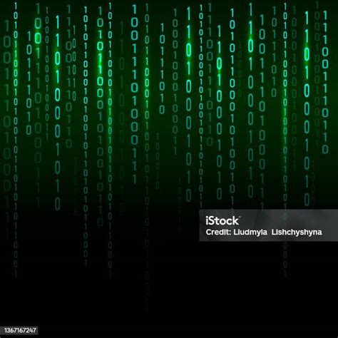 맨 위에서 떨어지는 배경 행렬의 코드입니다 벡터 파티클 패턴입니다 데이터 전송 이진법에 대한 스톡 벡터 아트 및 기타 이미지 이진법 코드 0 Istock