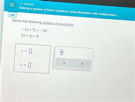 Solved Systemssolving A System Of Linear Equations Using