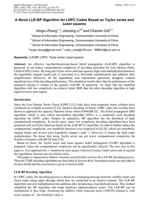 A Novel Llr Bp Algorithm For Ldpc Codes Based On Taylor Series And