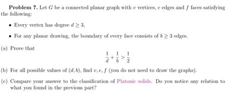 solved problem 7 let g be a connected planar graph with v