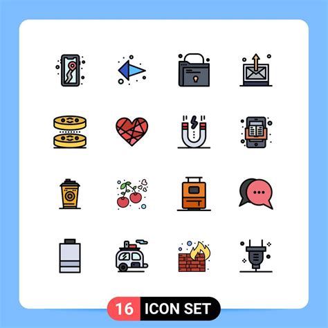 Group Of 16 Flat Color Filled Lines Signs And Symbols For Laboratory Bacteria Folder Technology