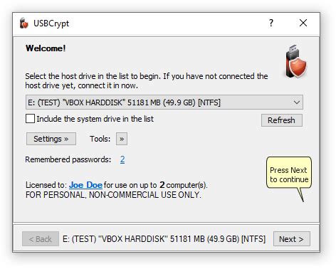 Encrypting USB Drive Run USBCrypt