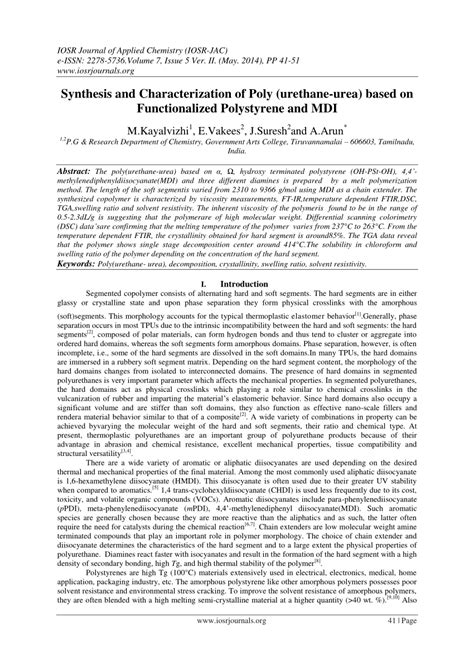 Pdf Synthesis And Characterization Of Poly Urethane Urea Based On Functionalized Polystyrene