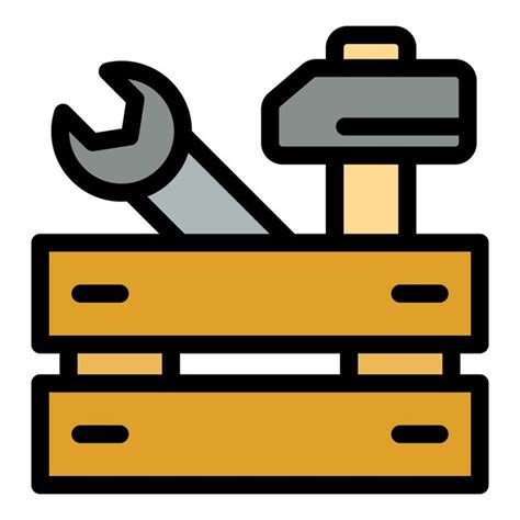 Premium Vector Repairman Tool Wood Box Icon Outline Repairman Tool Wood Box Vector Icon Color