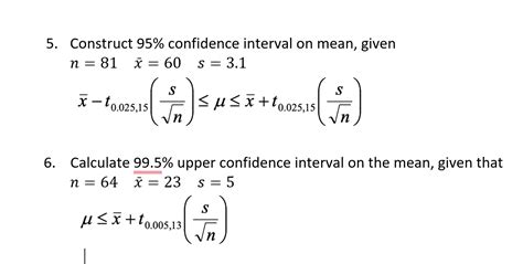 Solved 5 Construct 95 Confidence Interval On Mean Given