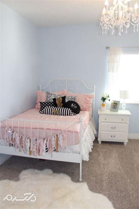 عکس اتاق خواب دخترانه شیک با طراحی شیک و کاربردی