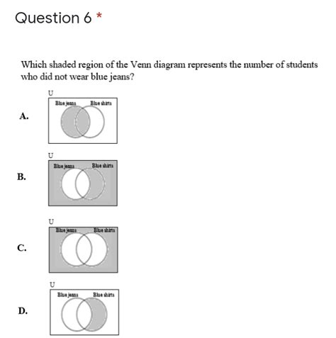 Solved Question Which Shaded Region Of The Venn Diagram Represents The Number Of Students