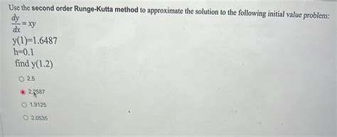 solved use the second order runge kutta method to