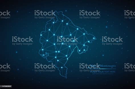 몬테네그로 기하학적 메쉬 다각형 네트워크 라인의 추상지도 0명에 대한 스톡 벡터 아트 및 기타 이미지 0명 3차원 형태 개념 Istock