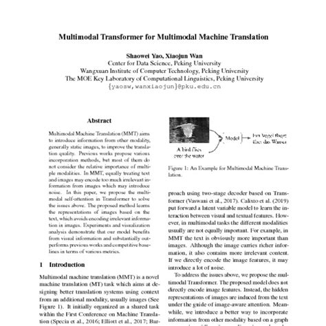 Multimodal Transformer For Multimodal Machine Translation Acl Anthology