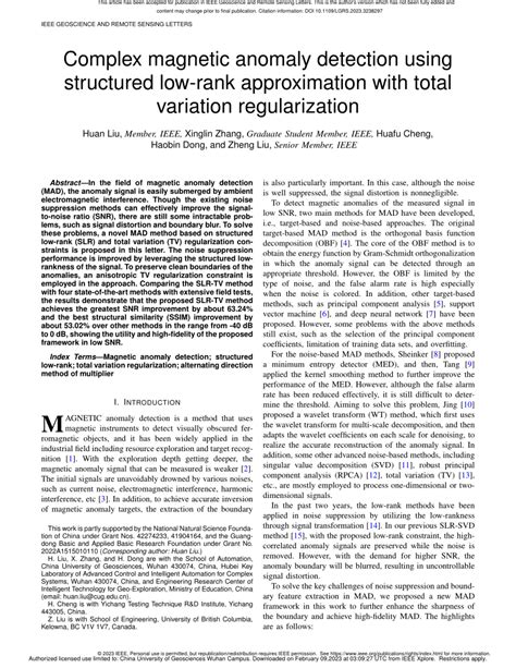 Pdf Complex Magnetic Anomaly Detection Using Structured Low Rank