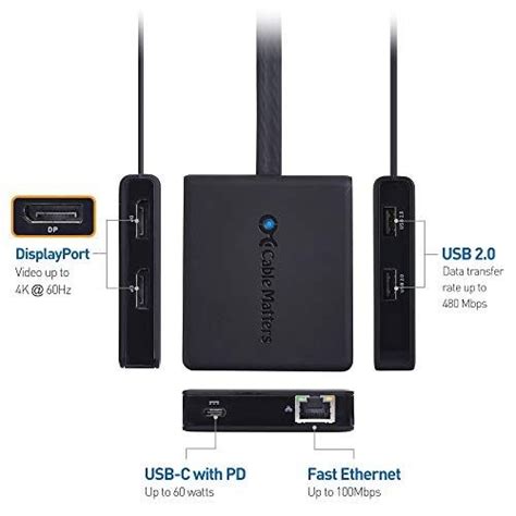Cable Matters Dual Monitor Usb C Hub Usb C Dock With Dual K Displayport X Usb Ethernet