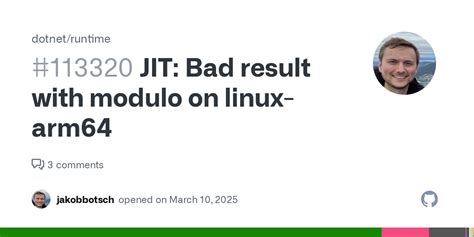 Jit Bad Result With Modulo On Linux Arm64 · Issue 113320 · Dotnet