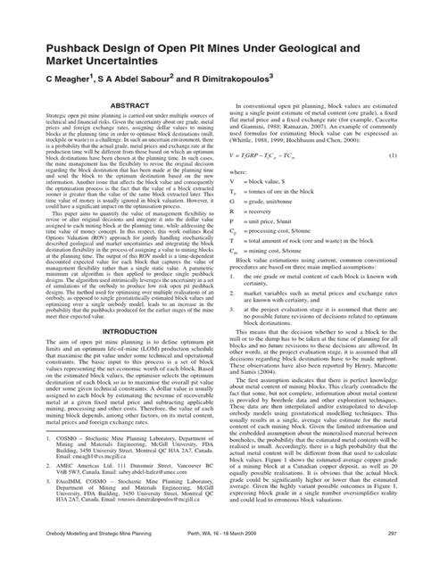 Pushback Design Of Open Pit Mines Under Pdf Valuation Finance Mining