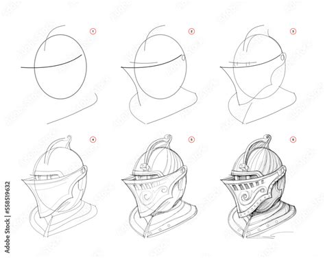 Page Shows How To Learn To Draw Sketch Of Ancient Knight Helmet Pencil