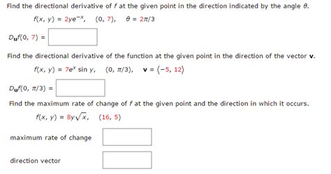 Solved Find The Directional Derivative Of F At The Given