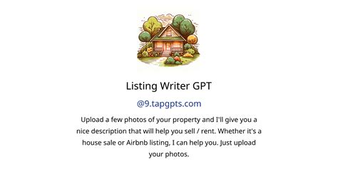 Listing Writer Gpt Gpts Features And Functions Examples And Prompts Gpt Store
