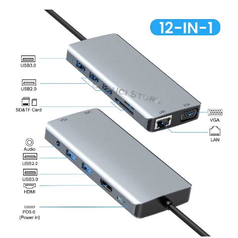 In USB C Hub Adapter With HDMI VGA USB Type C SD TF Reader