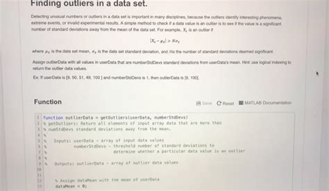 Solved Finding Outliers In A Data Set Detecting Unusual