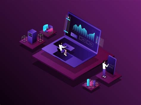Premium Vector Product Analytics Isometric Illustration Dark Gradient Suitable For Mobile App