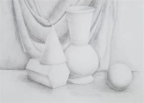Натюрморт фигуры карандашом 42 фото