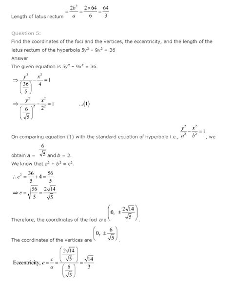 Conic Sections Class 11 Mathematics Ncert Solutions