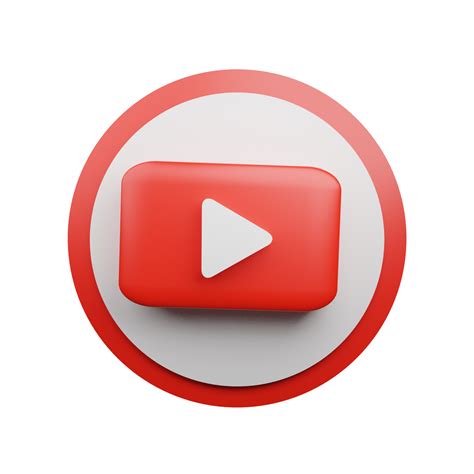 3D Render Youtube Logo Icon Isolated On Transparent Background