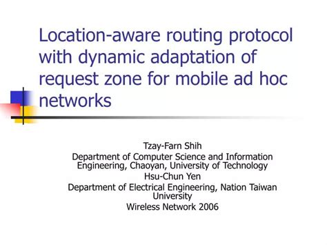Ppt Location Aware Routing Protocol With Dynamic Adaptation Of Request Zone For Mobile Ad Hoc