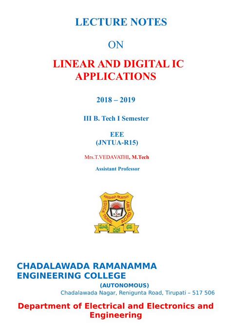 Pdf Lecture Notes And Digital Ic · A Push Pull Complementary Symmetry Amplifier Output