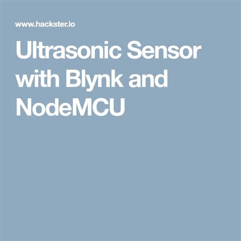 Ultrasonic Sensor With Blynk And Nodemcu Sensor Smart Home Automation Arduino