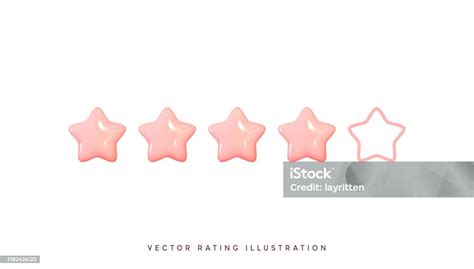 별 5개 광택 있는 핑크 색상 웹 사이트 직원에 대한 고객의 고객 평가 피드백 개념 물체의 사실적인 3d 디자인 모바일