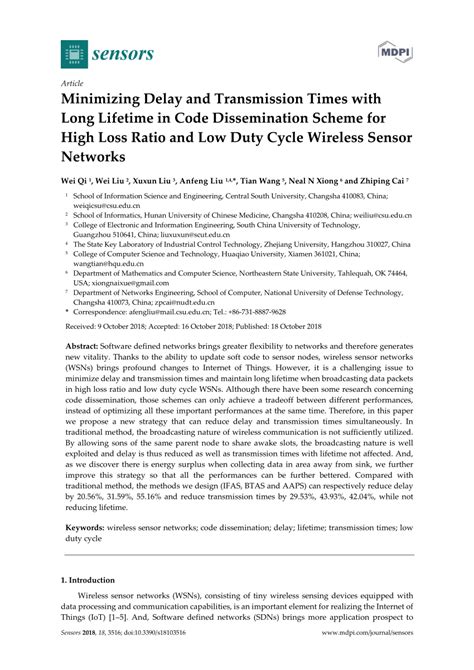 Pdf Minimizing Delay And Transmission Times With Long Lifetime In Code Dissemination Scheme