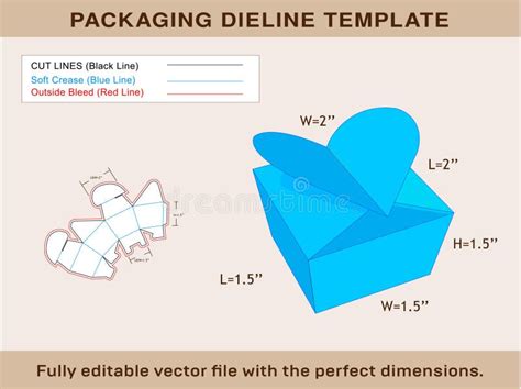 Birthday Party Wedding T Box Dieline Template And 3d Box Stock Vector Illustration Of