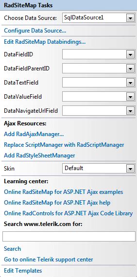 Telerik Web Forms Sitemap Design Time Radsitemap Smart Tag Telerik Ui For Aspnet Ajax