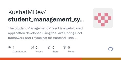 Github Kushalmdev Student Management System The Student Management Project Is A Web Based