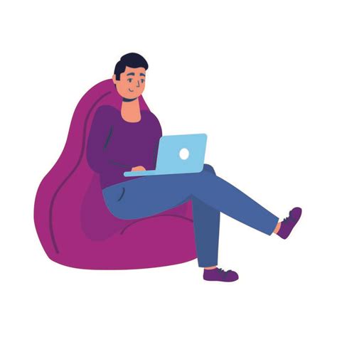 Man Using Laptop Computer In Sofa 1839092 Vector Art At Vecteezy