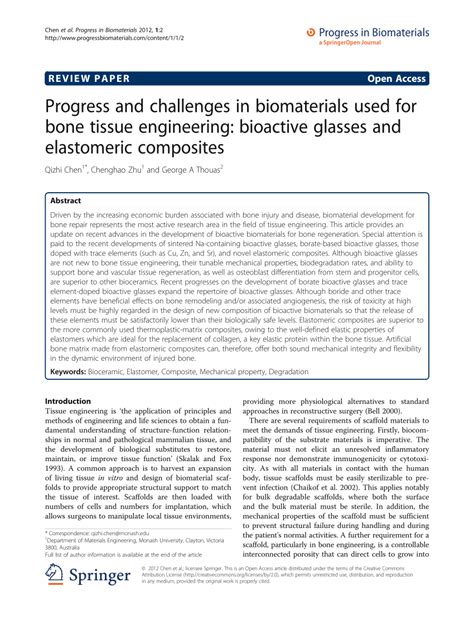 Pdf Progress And Challenges In Biomaterials Used For Bone Tissue