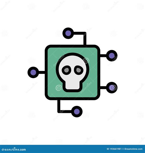 Skull Cyber Attack Chip Icon Simple Color With Outline Vector Elements Of Hacks Icons For Ui