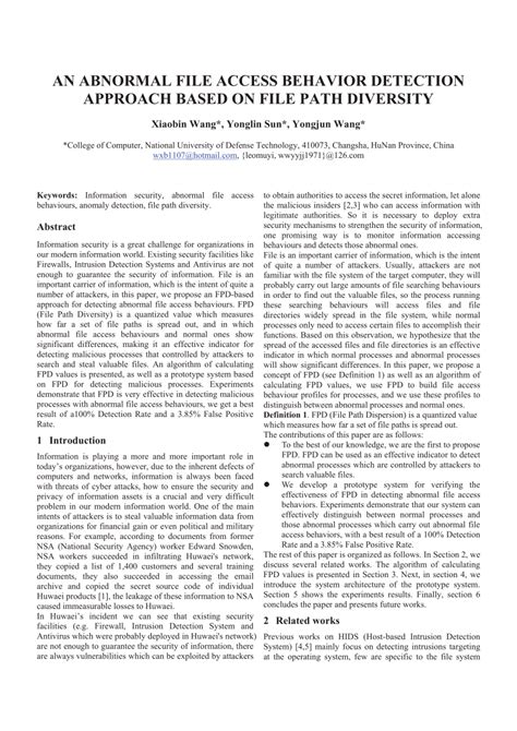 Pdf An Abnormal File Access Behavior Detection Approach Based On File