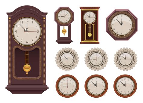 Vintage Wall Clock Vector Design Illustration Set Isolated On White Background 2004340 Vector