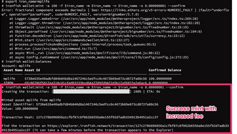 Error Fractional Component Exceeds Decimals Error Appears When User Tries To Set Fee 0