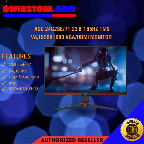 Aoc 24g2se71 238165hz 1ms Va1920x1080 Vgahdmi Monitor Shopee