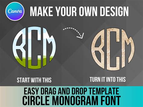 Canva Frame Monograms Editable Template Canva Frame Circle Monograms Fill Your Own Drag